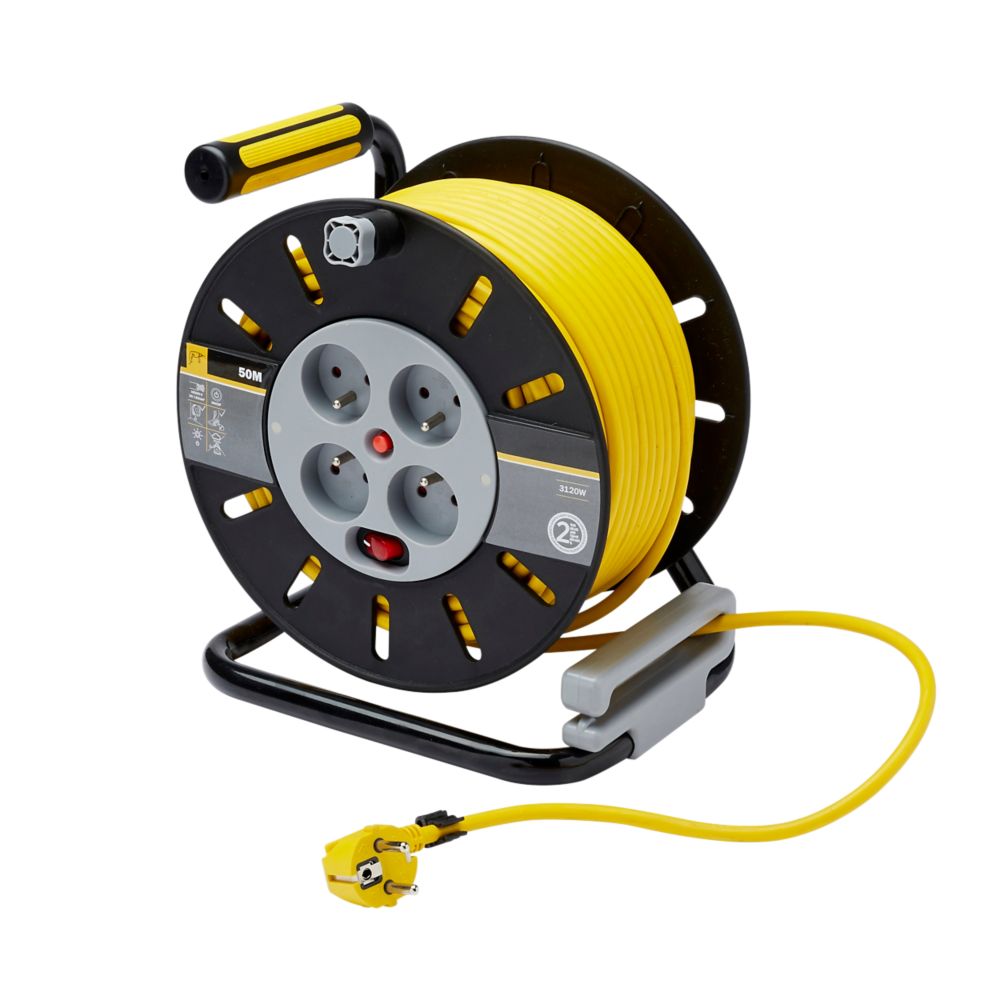 16A 4-Gang 50m Cable Reel 230V — Screwfix EU