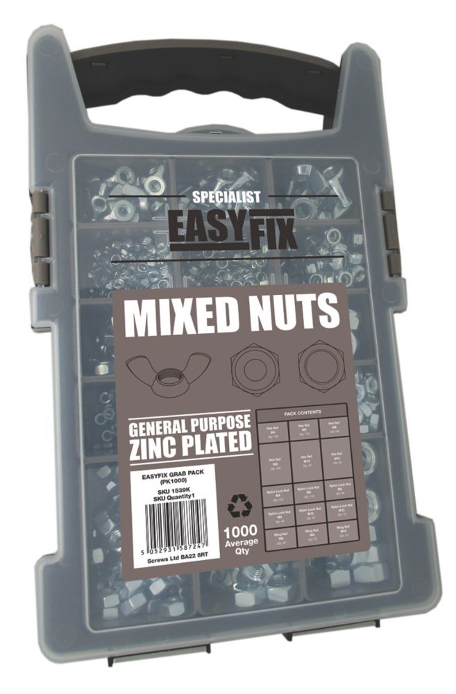Easyfix Mixed Nuts Pack 1000 Piece Set — Screwfix EU
