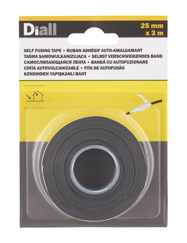 Self-Amalgamating Rubber Tape Black 3m x 25mm — Screwfix EU
