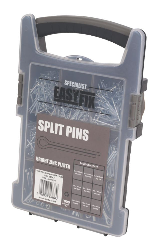 Easyfix Bright Zinc-Plated Split Pins 1600 Pcs — Screwfix EU