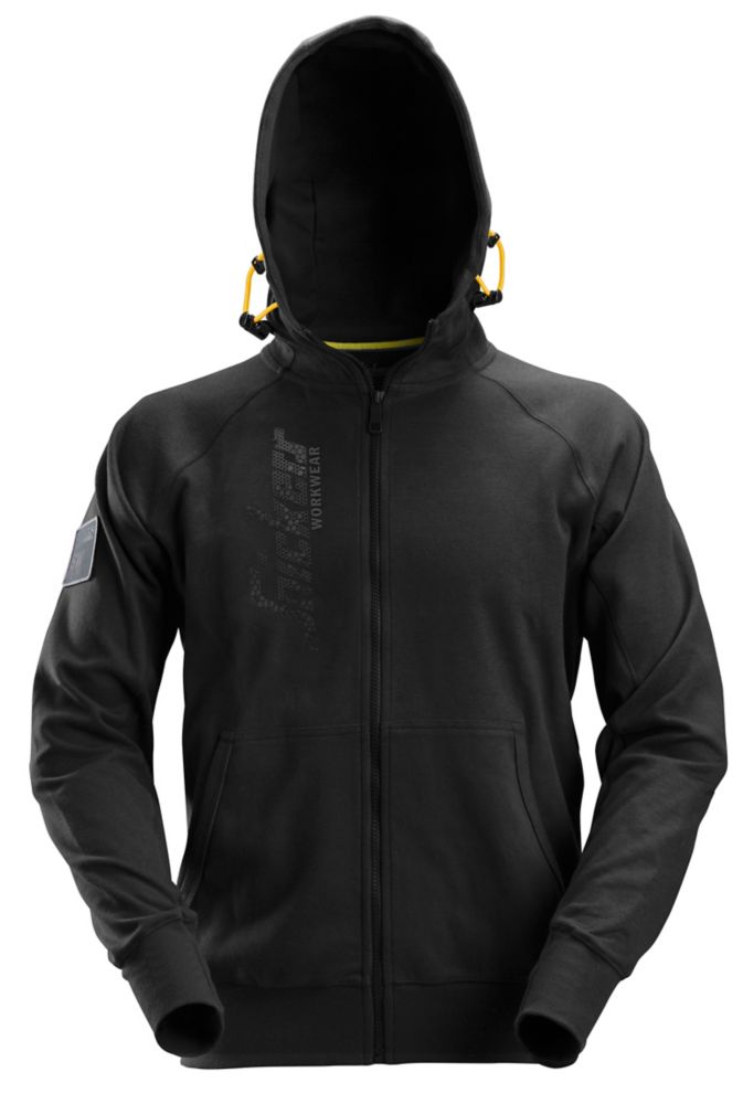 Snickers Logo Full Zip Hoodie Black Large — Screwfix EU