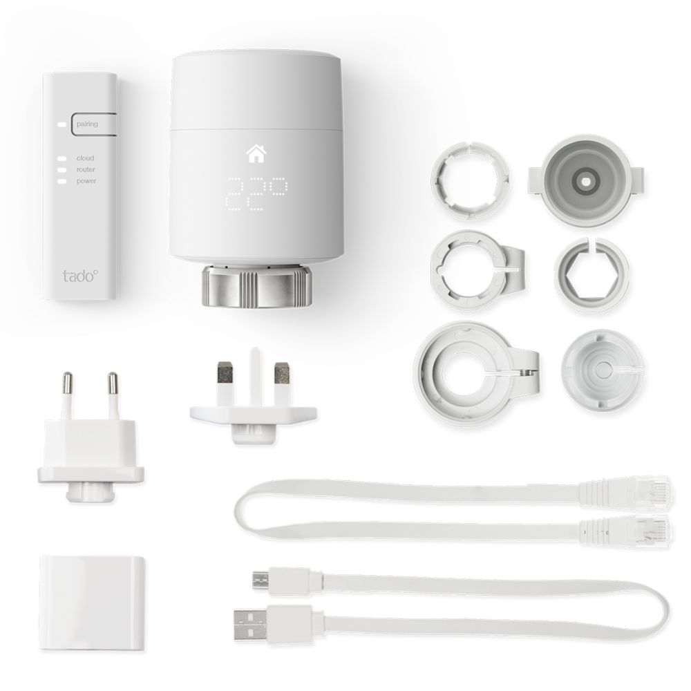 Tado White Chrome Connected Thermostatic Head V3+ Starter Kit — Screwfix EU