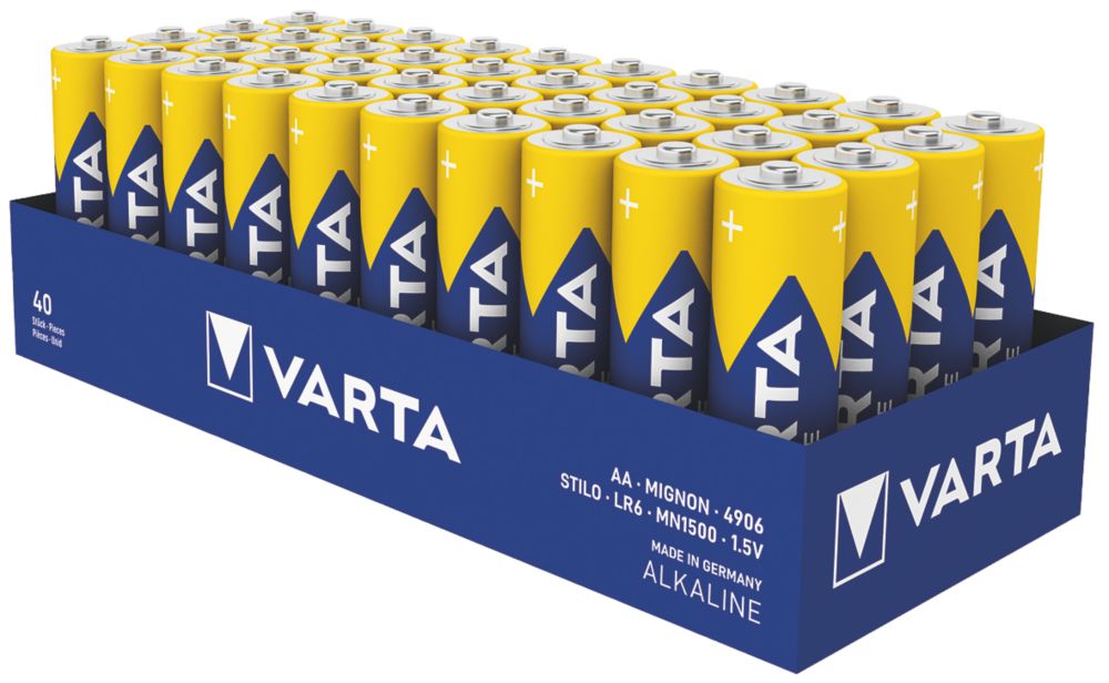 Varta Longlife Power AA Alkaline Battery 40 Pack — Screwfix EU