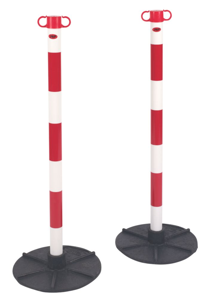 JSP Barrier Chain Support Posts & Bases Red & White 2 Pack — Screwfix EU