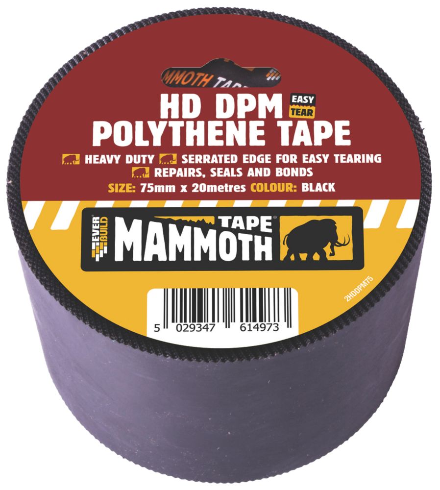 Everbuild DPM Polythene Joint Tape Black 20m x 75mm — Screwfix EU
