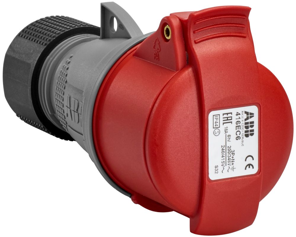 ABB 16A 4P+E Straight Connector 415V — Screwfix EU