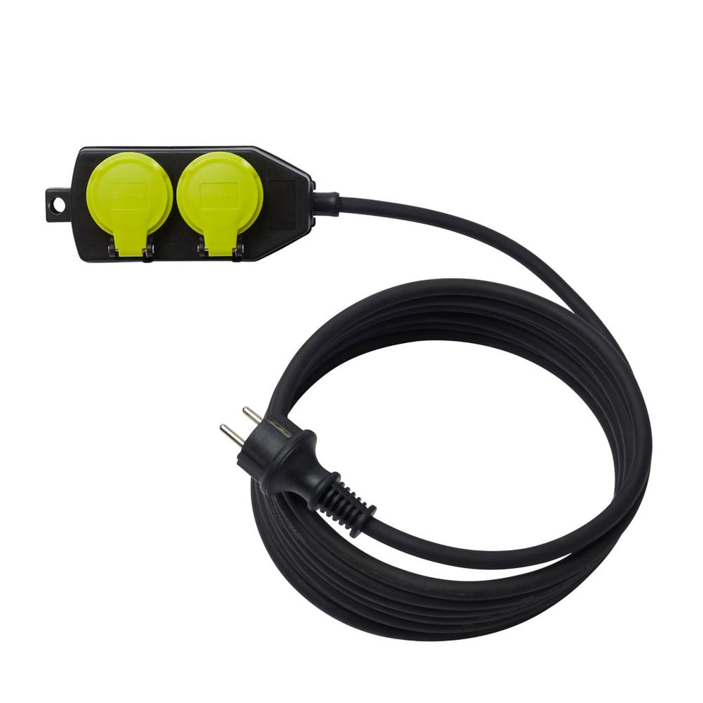 16A 1-Gang Unswitched Extension Lead Black 5m — Screwfix EU