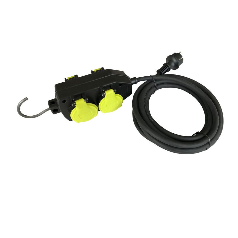 16A 1-Gang Unswitched Extension Lead Black 5m — Screwfix EU