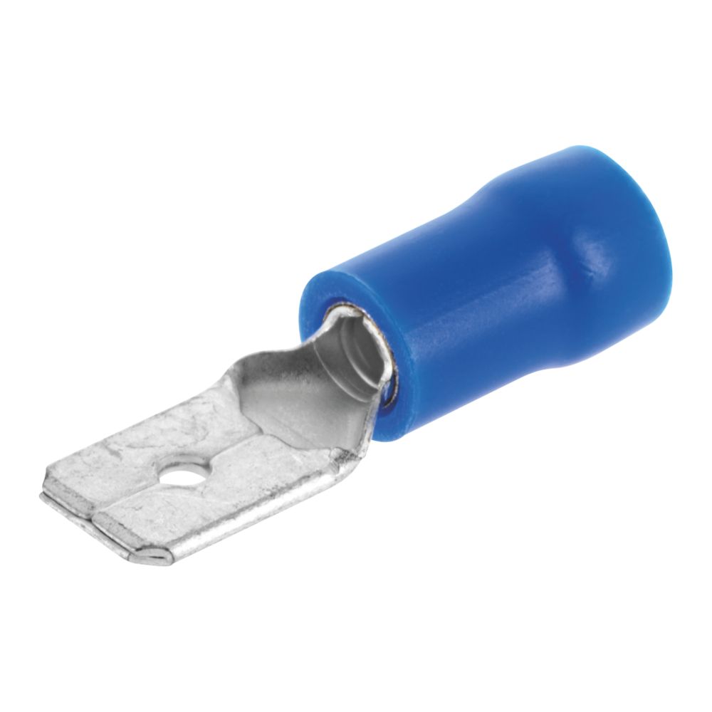 Klauke Insulated Blue 6.3mm Push-On (M) Flat Crimp Plugs 100 Pack ...