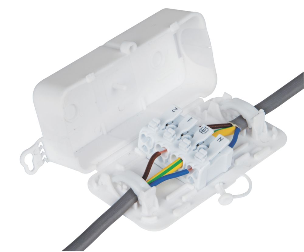 Debox 16A 2SL In-line Junction Box White — Screwfix EU