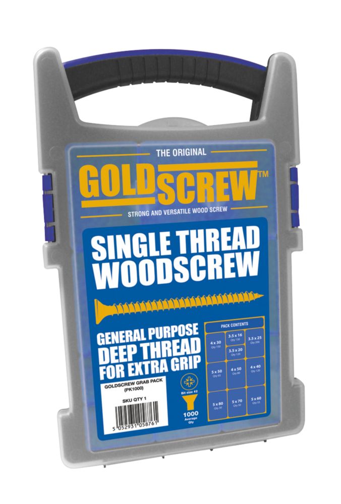 Goldscrew PZ Double-Countersunk Woodscrews Trade Case Grab Pack 1000 P ...